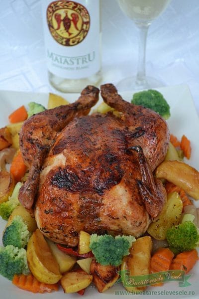 Pui pe sticla la cuptor, reteta simpla - Bucataresele Vesele